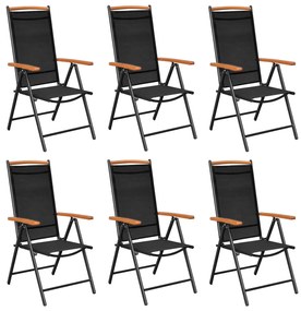 vidaXL Skládací zahradní židle 6 ks textilen černé