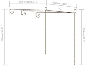 vidaXL Marketos Zahradní pergola hnědá s patinou 3 x 3 x 2,5 m železná