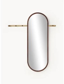 Oválné nástěnné zrcadlo's dřevěným rámem a háčky Ali
