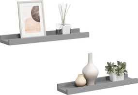 Poličky na zarámované obrázky 2 ks šedé 40 x 9 x 3 cm MDF 323934