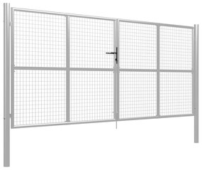 vidaXL Marketos Zahradní brána pozinkovaná ocel 400 x 150 cm stříbrná
