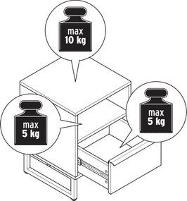 Tchibo - Noční stolek »Leeg« s 1 zásuvkou - barva: šedá