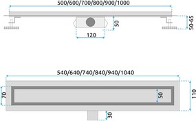 Rea Neox, odtokový žlab 100 cm, zlatá lesklá, REA-G2565