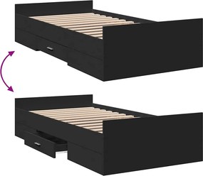 Rám postele se zásuvkami černý 75 x 190 cm kompozitní dřevo 3280350