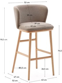 Světle hnědá barová židle (výška sedáku 75,5 cm) Ciselia – Kave Home