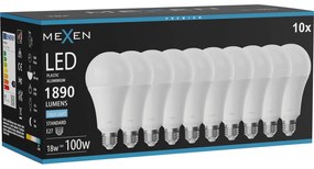 Mexen Nova 10x LED žárovka E27, A70, 18W, Studená - 6500K, 1890 lm - L100-E27-1865-01x10