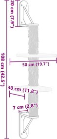Nástěnné škrabadlo pro kočky se sloupkem krémové 108 cm 172410