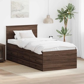 Daybed s čelo Hnědý dub a černá 75 x 190 cm Kompozitní dřevo 3408542