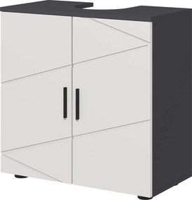 Kleankin Koupelnová Skříňka Pod Umyvadlo se 2 Dveřmi, Dřevěná Skříňka Pod Umyvadlo s Nastavitelnou Policí, pro Umyvadla s Nebo Bez Sloupu, 60x30x60cm,