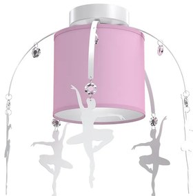 Dětské stropní svítidlo Baletnica white, 1x růžové textilní stínítko, w