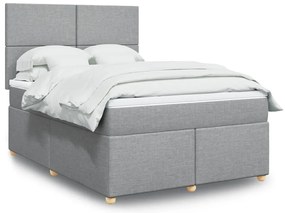Box spring postel s matrací světle šedá 140 x 190 cm textil