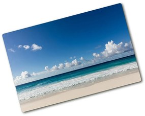 Wallmuralia Kuchyňská deska skleněná Pláž Seychely 80x52 cm