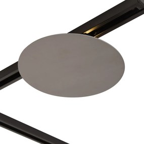 Moderní kolejnicový systém černý se 3 závěsnými svítidly a 2 stropními svítidly v barvě gunmetal 1-fázový - Iconic Lloyd Pulley