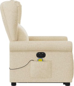 Elektrické zvedací masážní polohovací křeslo krémové textil 3303412