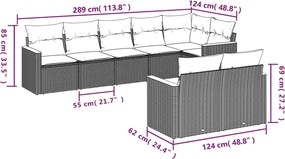 vidaXL 8dílná zahradní sedací souprava s poduškami polyratan [3258549] Barva: Šedá