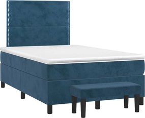 Box spring postel s matrací tmavě modrá 120x190 cm samet 3270467