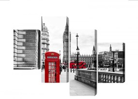 Vícedílný obraz Londýnská Telefonní Budka A Big Ben Nedostatek Nedostatek Přírodní plátno 240x150