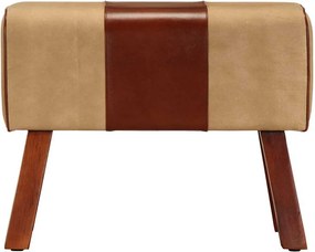 Lavice gymnastický kůň 58 cm hnědá pravá kůže a mangovník 320785