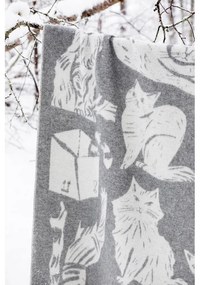 Vlněná deka Kissanpäivät 130x180, šedo-bílá