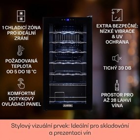 Klarstein Shiraz 28 Uno, vinotéka, 74 l/28 lahví, 5-18°C, dotykové ovládání