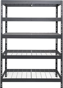 Kovový regál RIVET PRO 180x120x45 ocelová mřížka 5 úrovní antracitová šedá