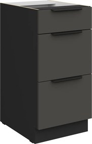 ARIA pe | dolní skříňka 40 D 3S zásuvková | 40 cm | PREMIUM BOX | černá/šedá grafit