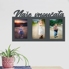 dřevo života Dřevěný fotorámeček Naše vnoučata Zvolte barvu dekoru: Antracitová, Zvolte velikost fotografie (cm): 10x15, Počet fotorámečků: 3