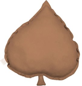 Cotton &amp; Sweets Lněný polštář lipový list čokoládová 38×43 cm