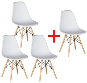 Jídelní židle SANDY 3+1 ZDARMA, bílá