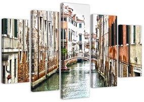 Obraz na plátně pětidílný Benátský kanál Itálie Město - 200x100 cm