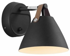 Designová nástěnná lampička NORDLUX Strap s koženým popruhem černá