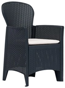 vidaXL 3dílný bistro set plast ratan antracitový