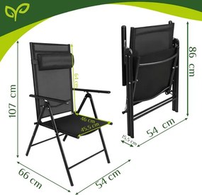 Skládací zahradní židle Gardlov černá, 2 kusy