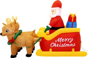 Nafukovací Santa Claus na saních se sobíky 212 cm