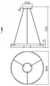 Redo 01-3173 - LED Stmívatelný lustr na lanku CASTLE LED/36W/230V černá