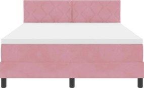 Postel s boxspringem s čelo Růžová 140 x 200 cm samet 3339247