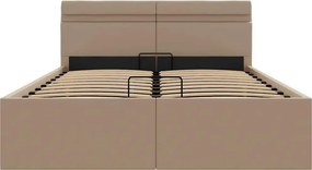 Rám postele LED úložný prostor cappuccino umělá kůže 140x200 cm 285561