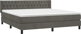 Box spring postel s matrací tmavě šedá 160x200 cm samet 3131148
