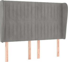 Čelo postele typu ušák světle šedé 147x23x118/128 cm samet 3118242
