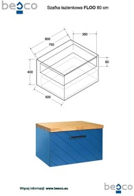 BESCO Spodní skříňka FLOO modrá matná Barva - Modrá, Madla - Černá, Rozměr A - 80 cm, Rozměr B - 50 cm, Rozměr C - 40 cm, Způsob provedení - Levá varianta - NASUF854CCL