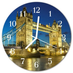 Skleněné hodiny kulaté Londýnský most fi 30 cm