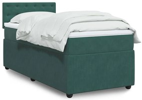 Box spring postel s matrací tmavě zelená 100x200 cm samet 3289977