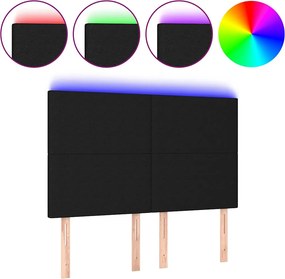 Čelo postele s LED černé 144x5x118/128 cm textil 3122144