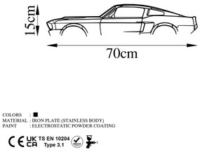 Nástěnná dekorace 70x15 cm auto kov