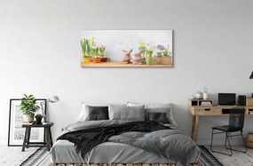 akrylový obraz květiny králíci 120x60 cm
