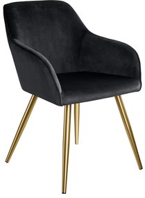 Tectake Židle Marilyn sametový vzhled černá/zlatá