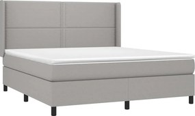 Box spring postel s matrací a LED světle šedá 180x200 cm textil 3138253