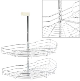 vidaXL Marketos 2patrový kuchyňský drátěný koš stříbrný 180 stupňů 75x38x80 cm