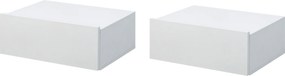 HOMCOM Sada 2 Floating Nočních Stolků s 1 Zásuvkou, Nástěnný Design, Moderní Styl pro Ložnici 40x30x15 cm Bílá | Aosom
