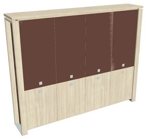 Vysoká skříň Verno+ 260 x 46 x 210 cm, kombinované dveře, akát / hnědá